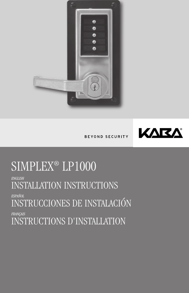 Kaba Installation Instructions Simplex LP1000 D8 PKG2279