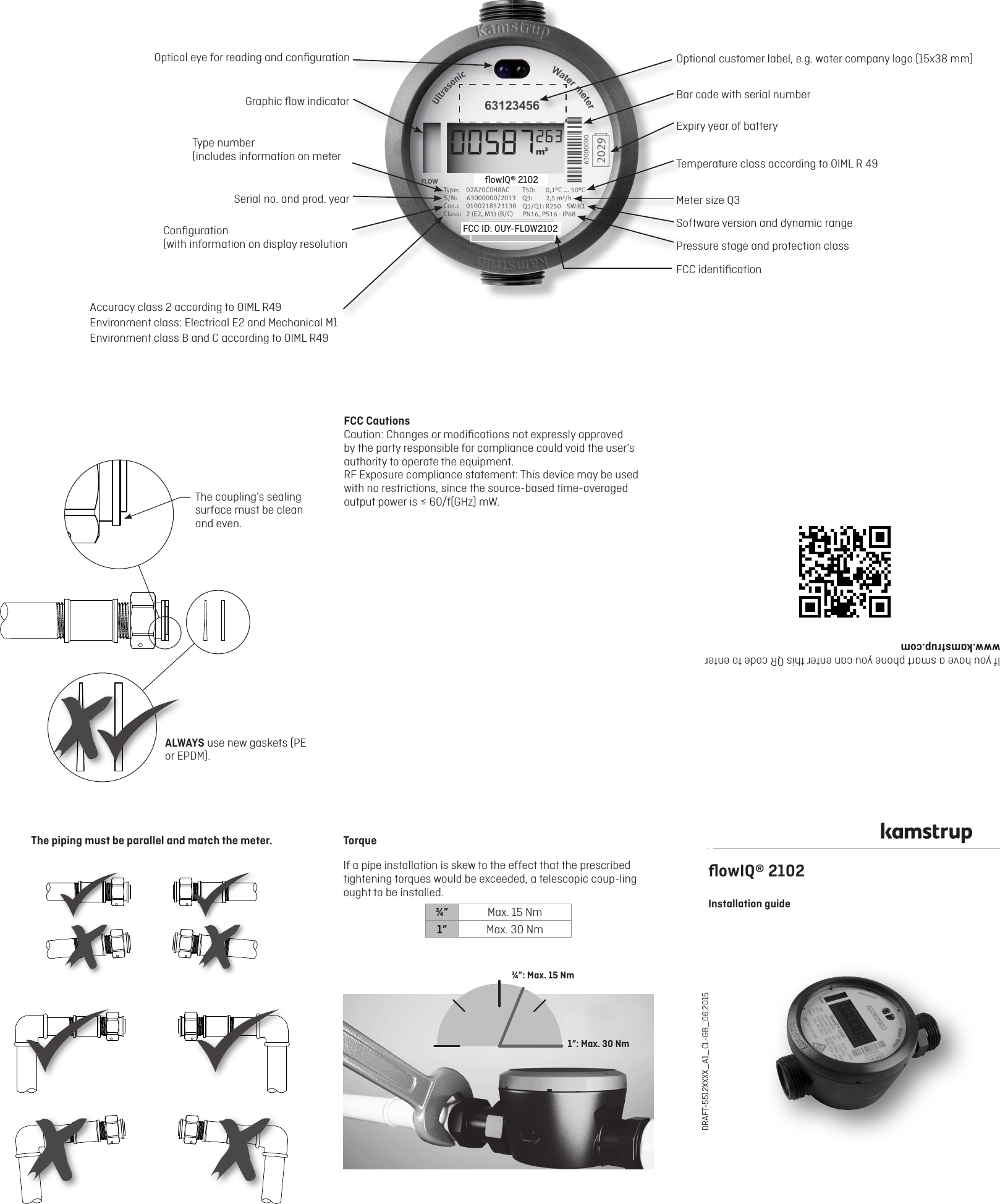 Kamstrup A S FLOW2102 Water Flow Meter User Manual UserMan a