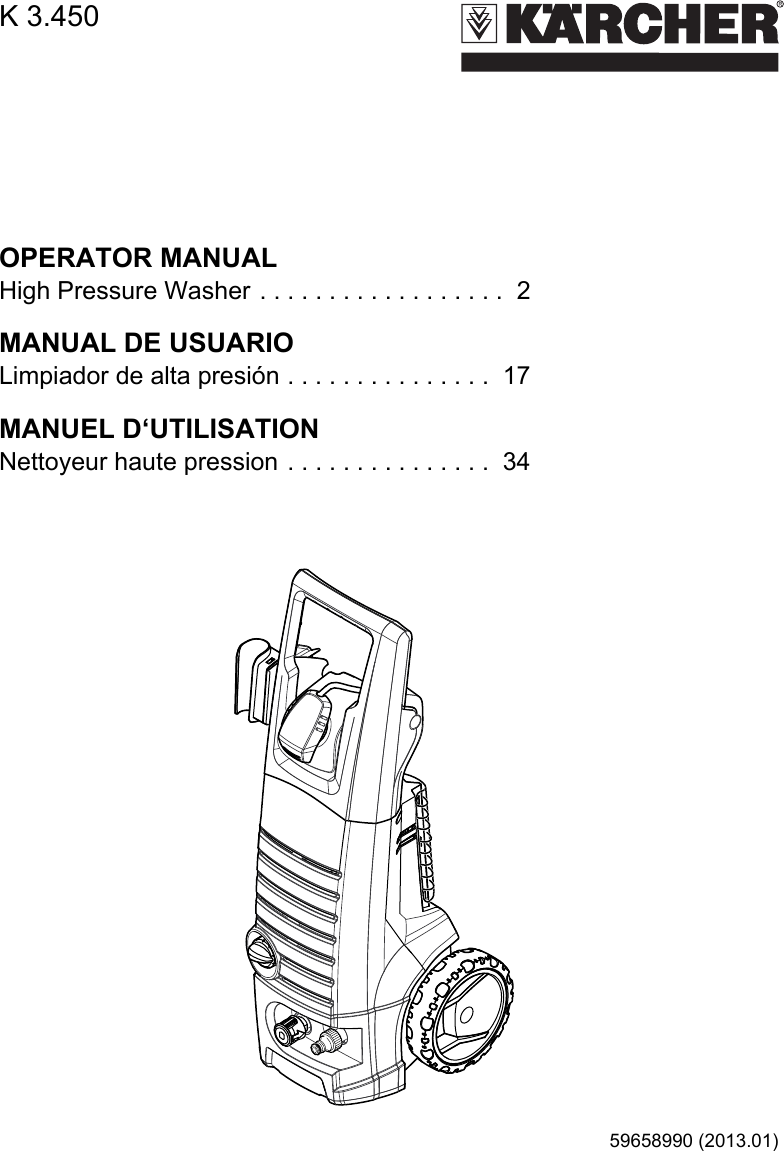 Karcher K 3 450 Owner S Manual