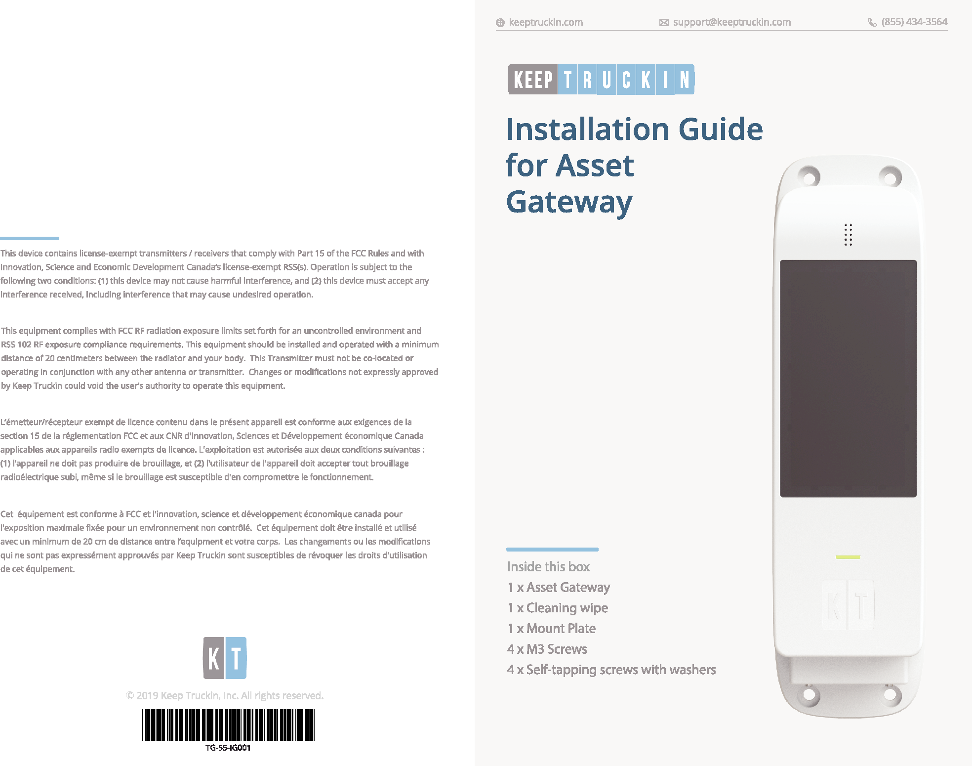 Keep Truckin AG55 Asset Gateway User Manual