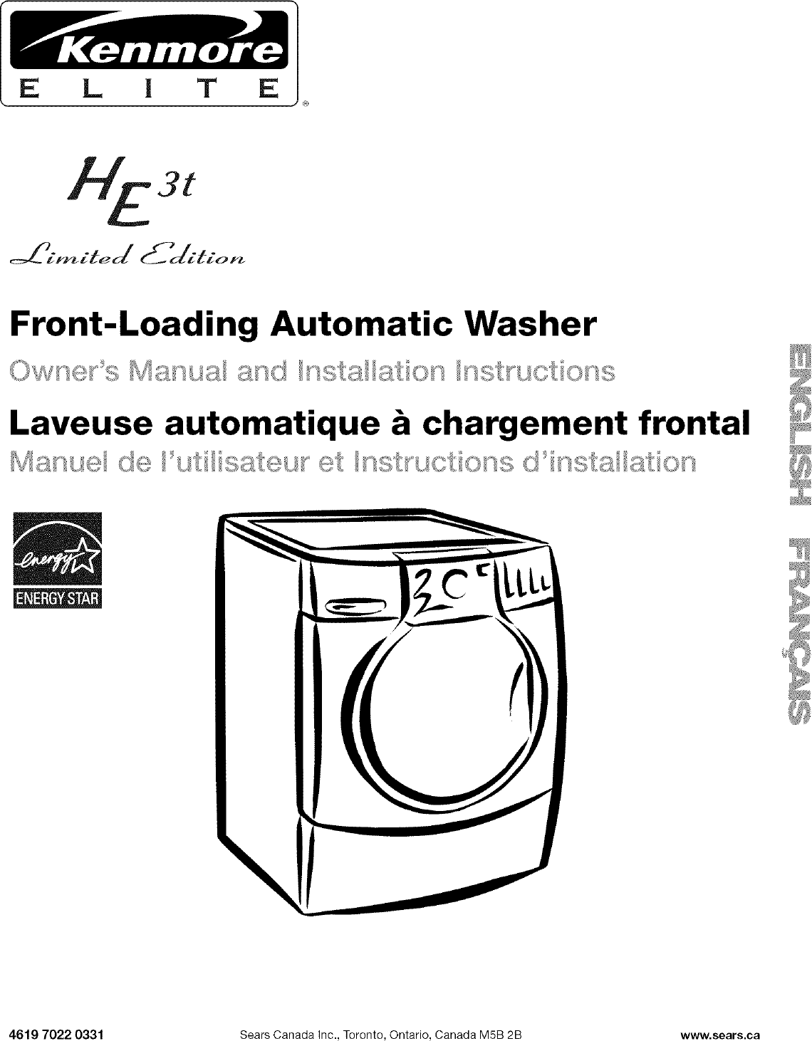 Kenmore Elite 11043902202 User Manual WASHER Manuals And Guides L0606173