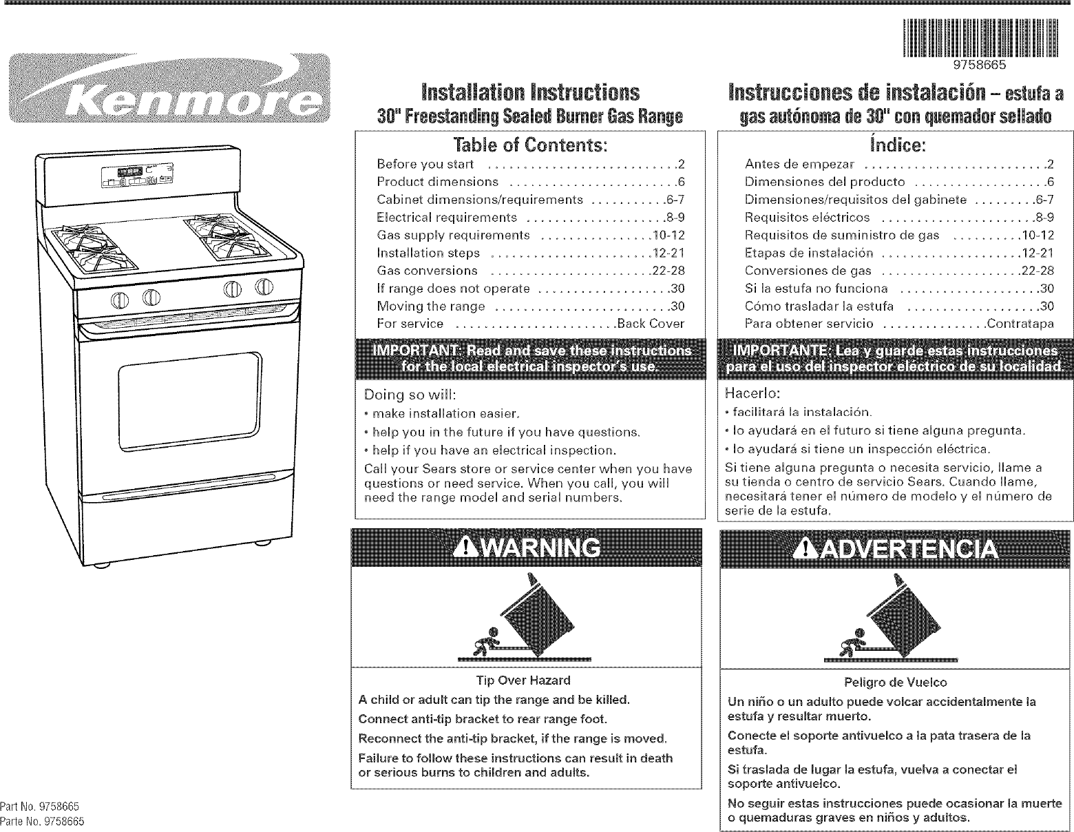 Kenmore 66572169302 User Manual FREE STANDING GAS Manuals And Guides L0412460