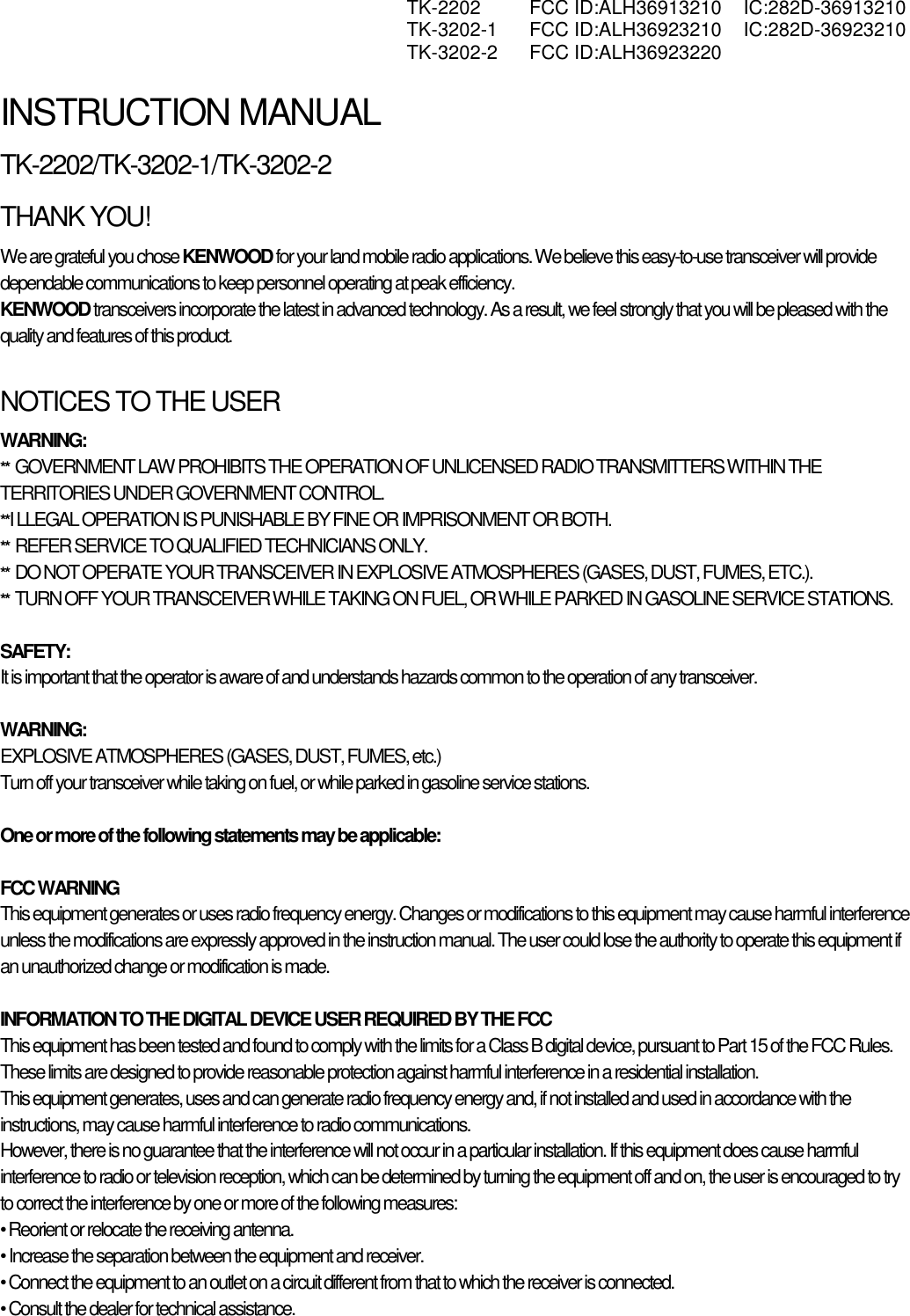 Kenwood USA 36913210 VHF/FM Handheld Transceiver User Manual ...
