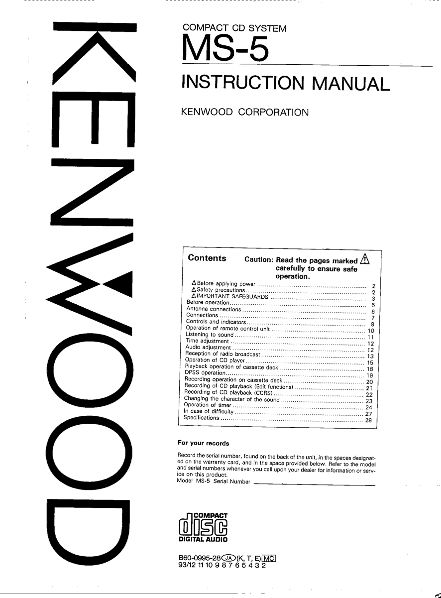 Kenwood Ms 5 Owner S Manual