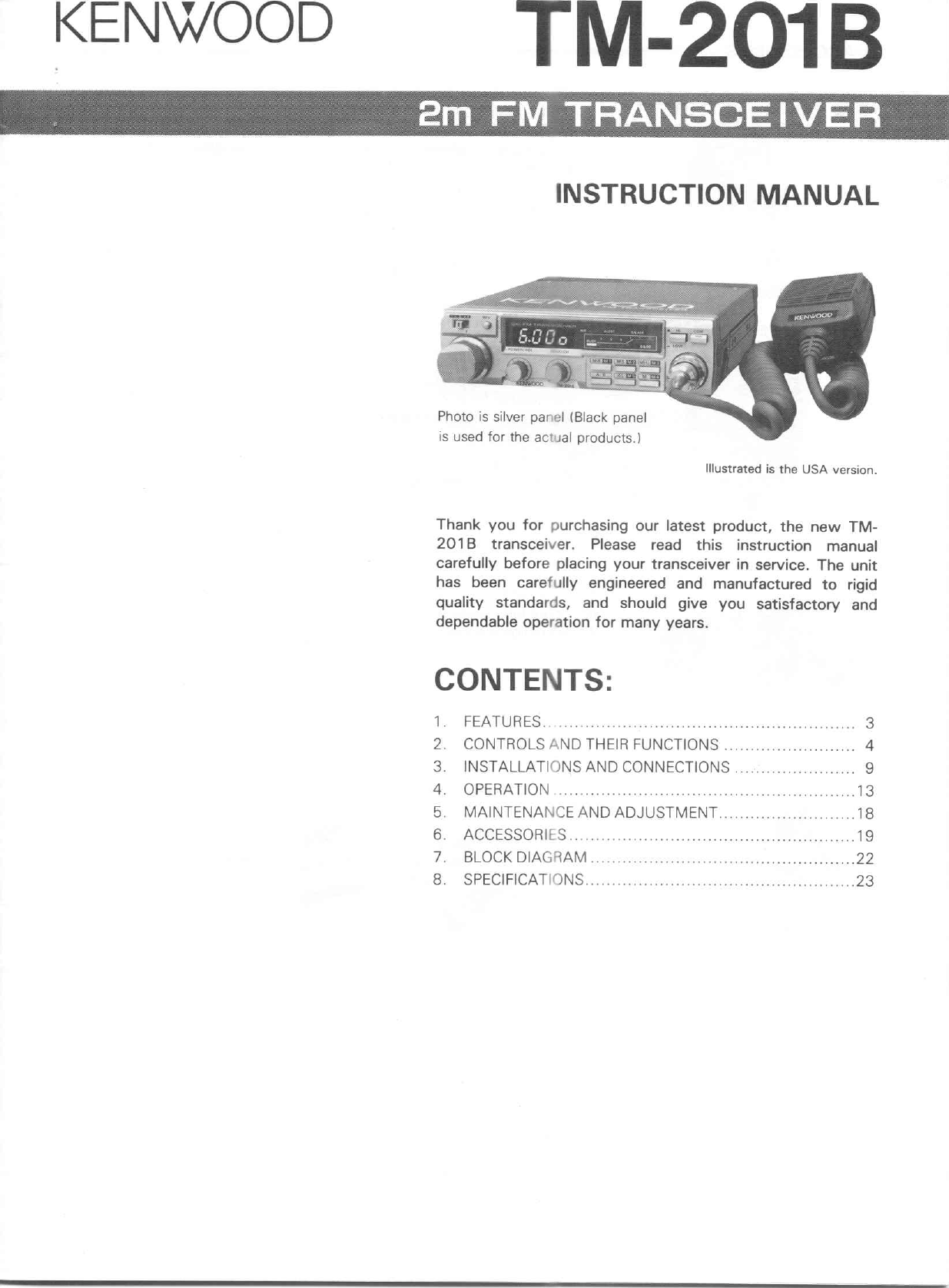 Kenwood Tm 201B Owner S Manual