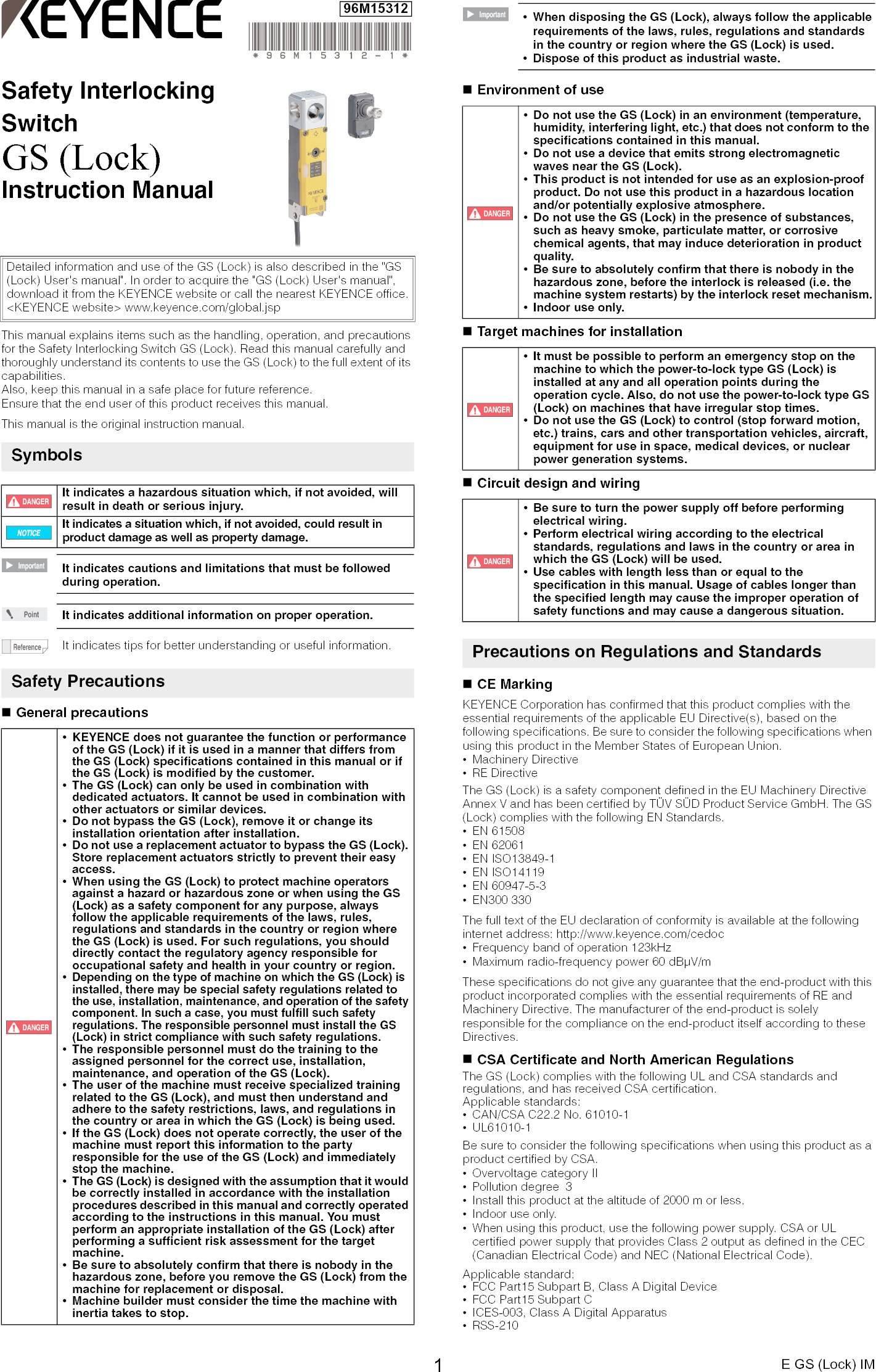 Keyence 1477A Safety Door Sensor User Manual 05 Short Term Confidential A