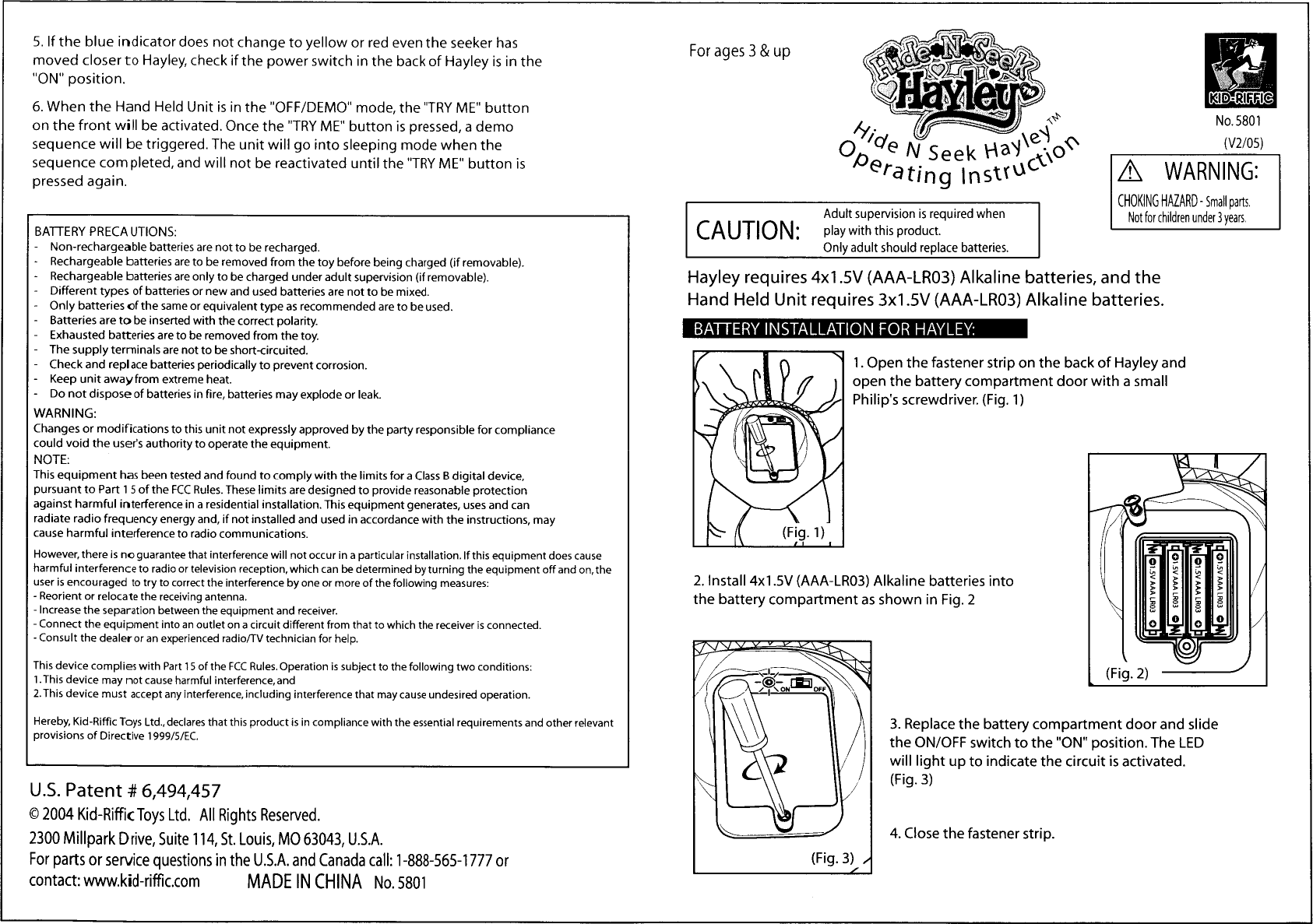 Kid Riffic Toys 5801-T49A RC Toy User Manual