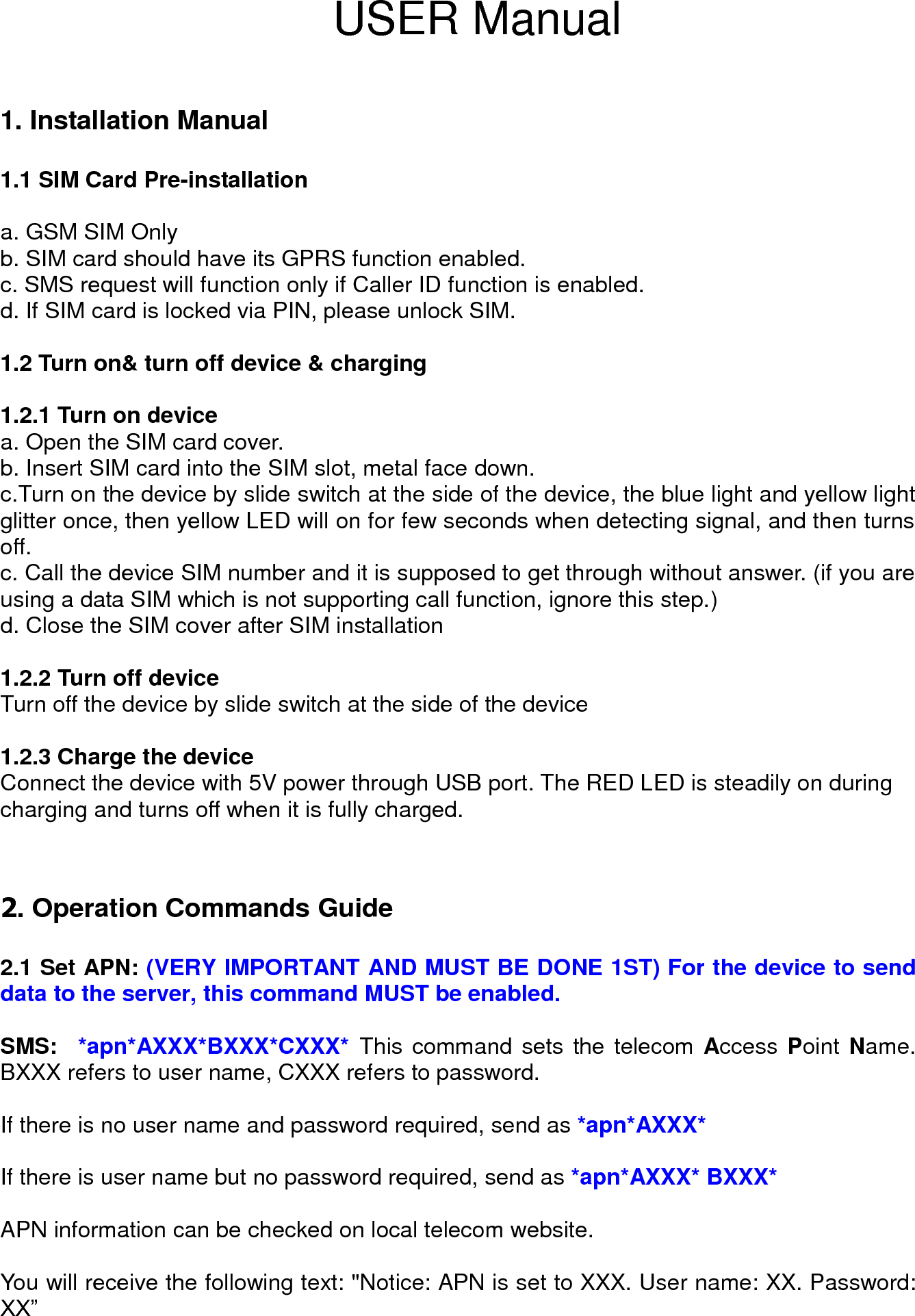 King Solutions GC658792 King Solutions 2G Tracker User Manual