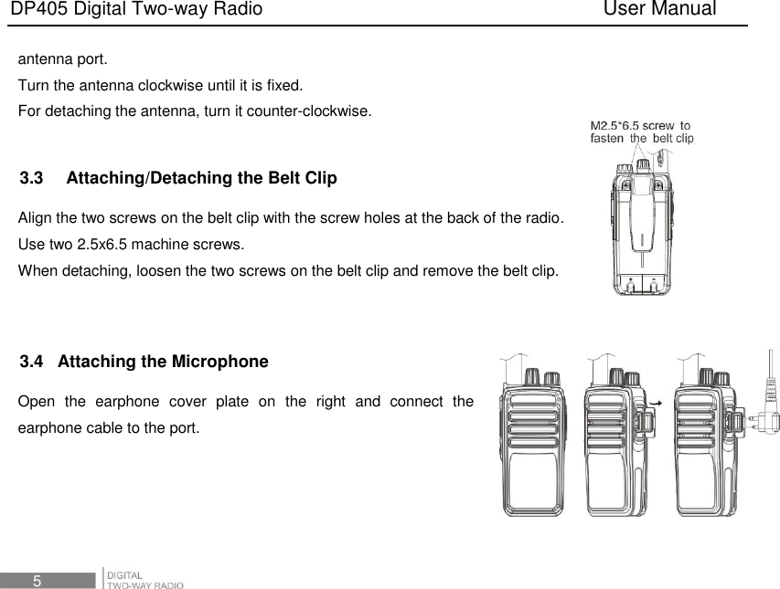 Kirisun Communications DP405 DMR Two Way Radio User Manual
