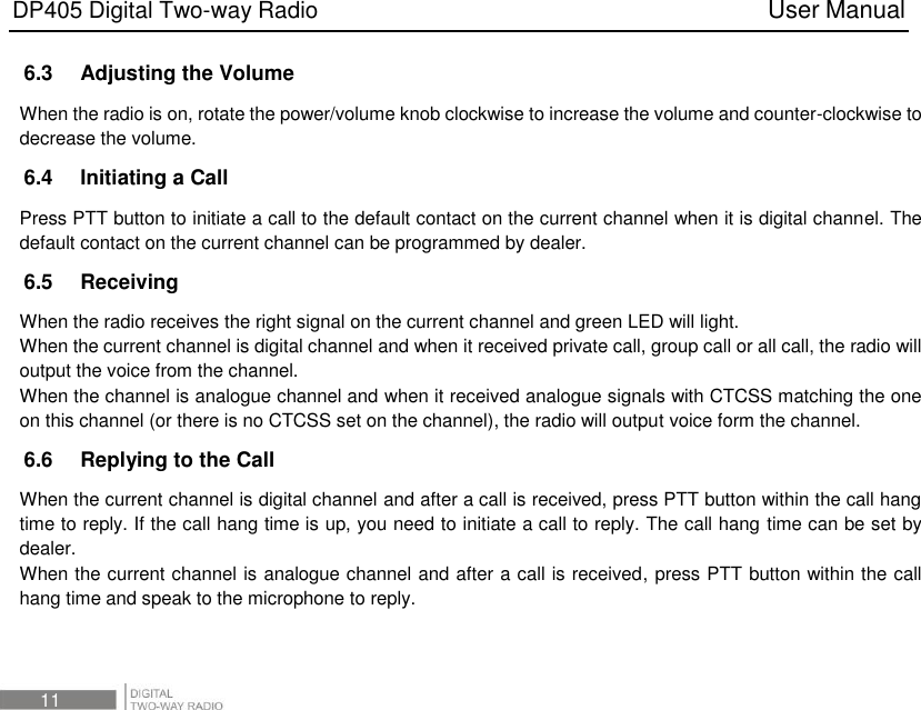 Kirisun Communications DP405 DMR Two Way Radio User Manual