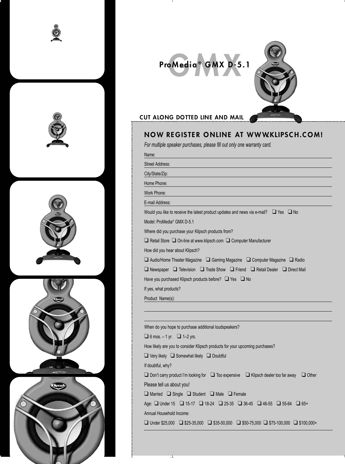 Klipsch Promedia Gmx D 5 1 Users Manual