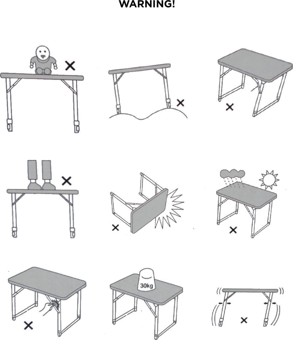 KDTBLFLDC4A Portable Aluminium Folding Table User Manual QSG