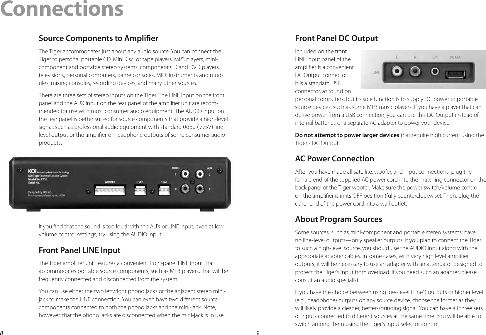 Koi Tiger Powered Speaker System Users Manual