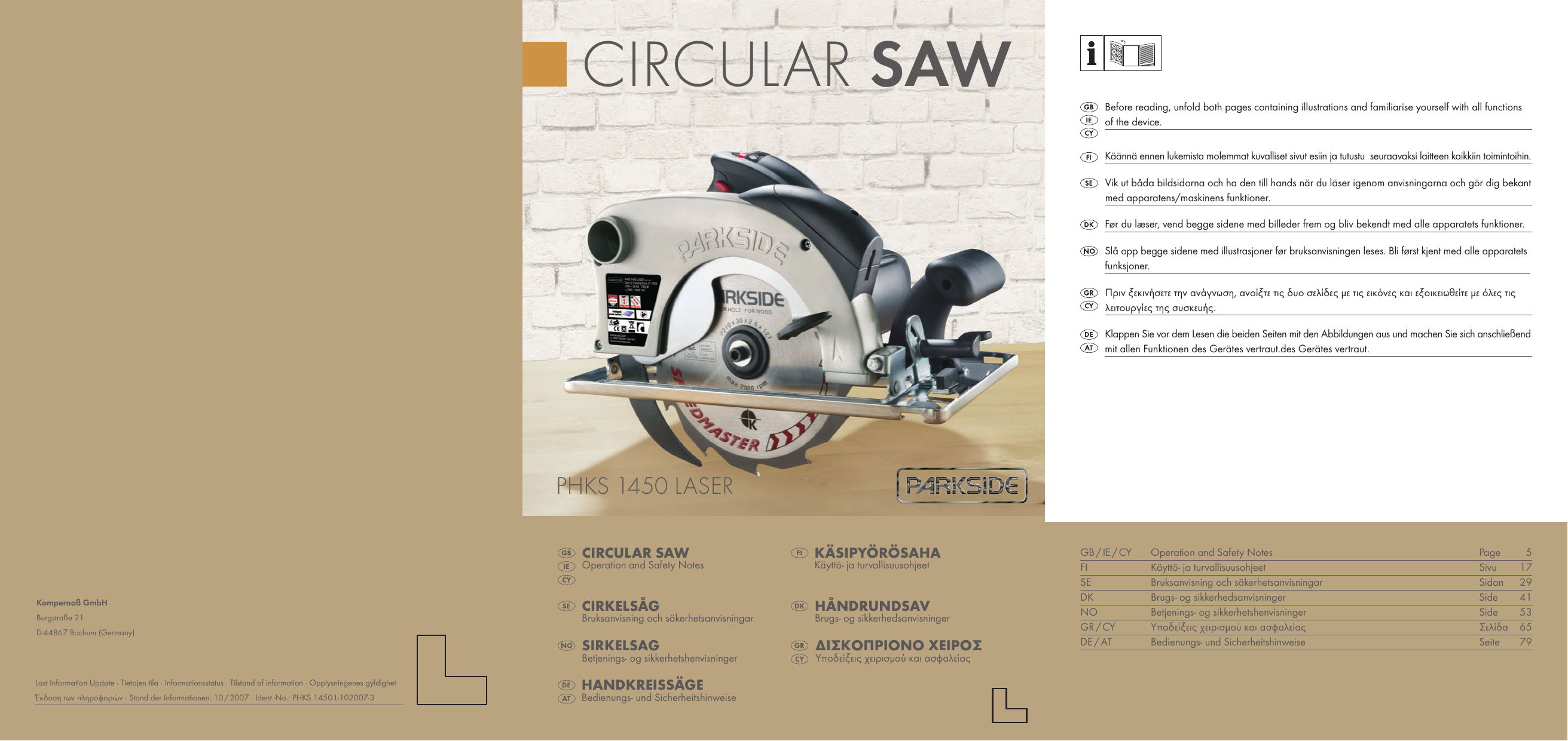 Kompernass Phks 1450 Laser Operation And Safety Notes