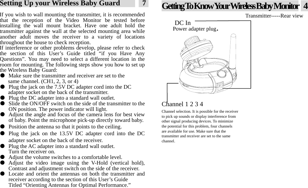 Konlika Electronics GLJ-2306 2.4 GHz Wireless Monitor and Camera User ...
