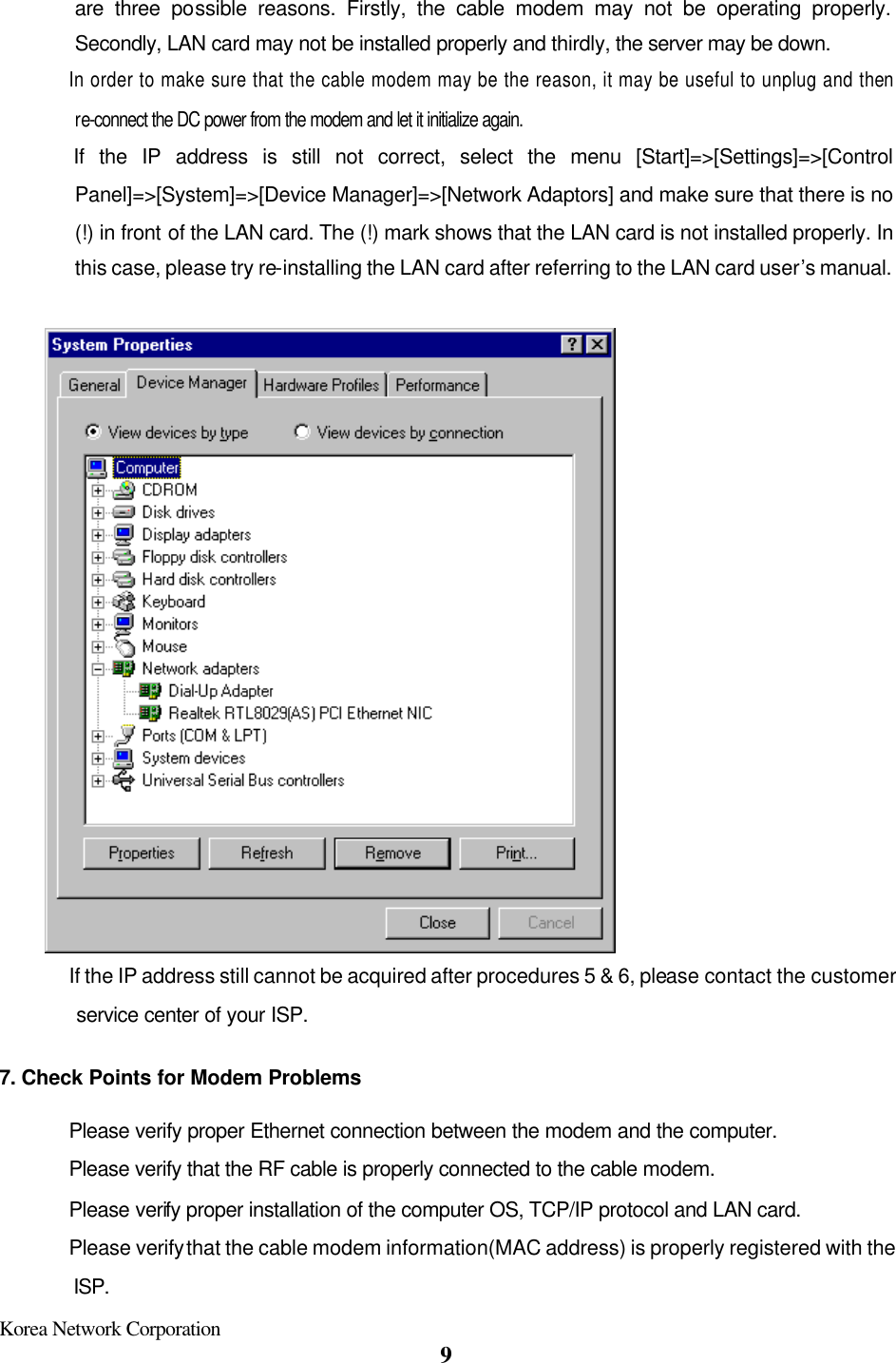 Korea Network KNC-MNG1000 Cable Modem User Manual PJCMNG 1000 Manual