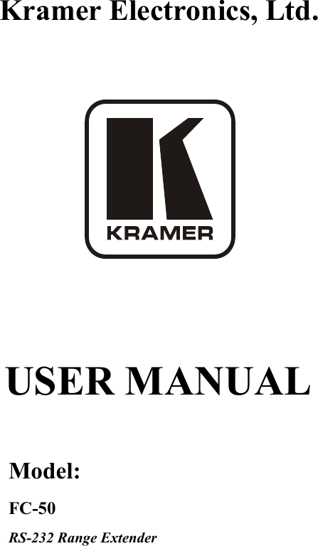 Kramer Electronics Ventilation Hood Fc 50 Users Manual
