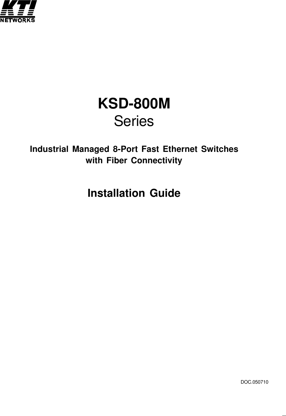 Kti Networks Ksd 800M Users Manual Installation Guide