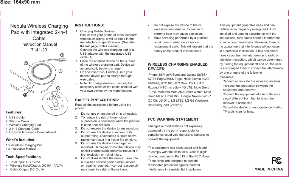 LEADER PREMIUMS AB0011 Nebula Wireless Charging Pad with Integrated 2 ...