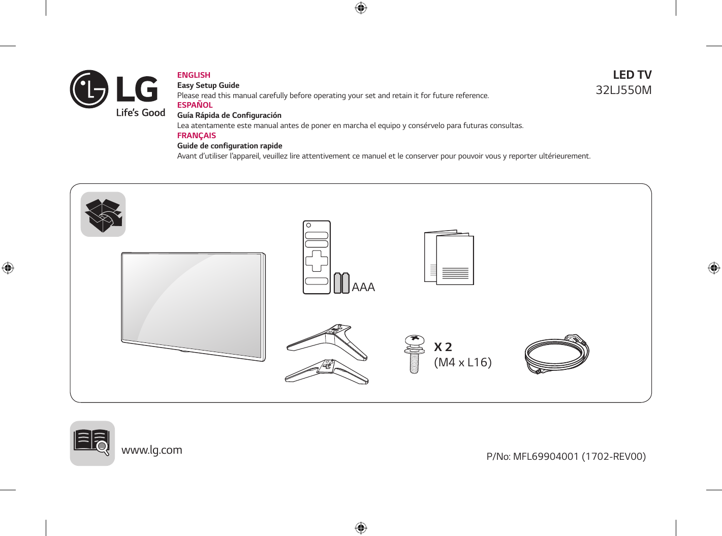 LG 32LJ550M User Manual Owner's MFL69734001 01 00 Q