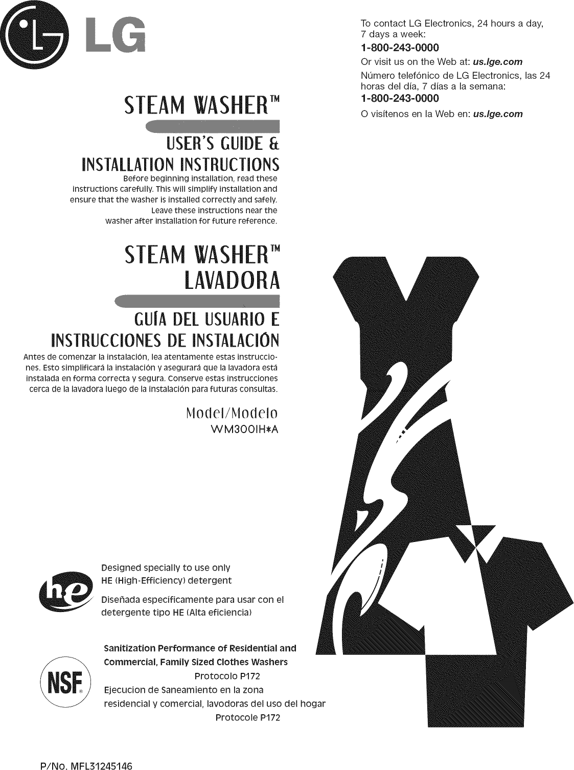 LG Residential Washers Manual L0809362