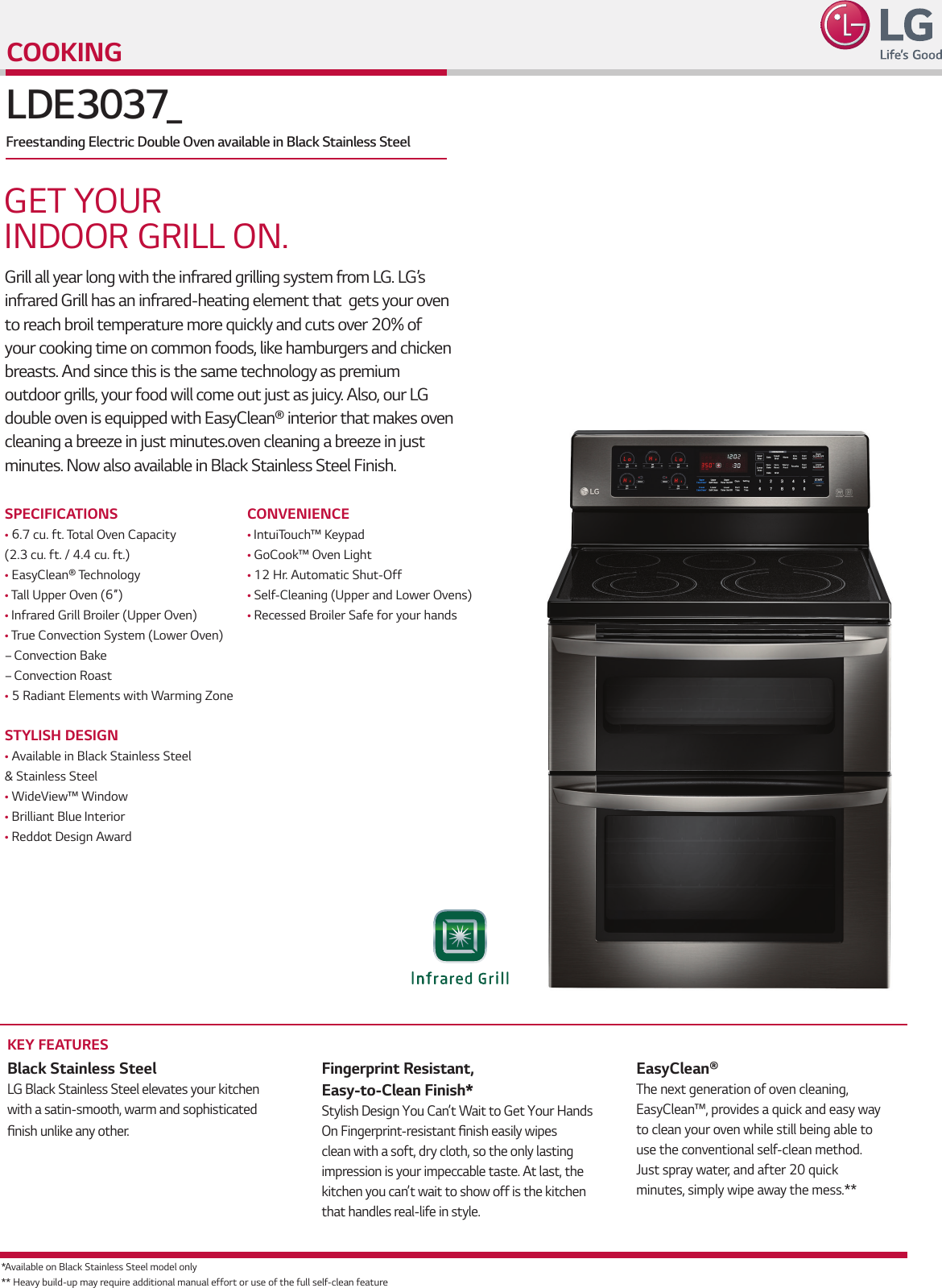 LG LDE3037ST User Manual Specification LDE3037 Spec Sheet