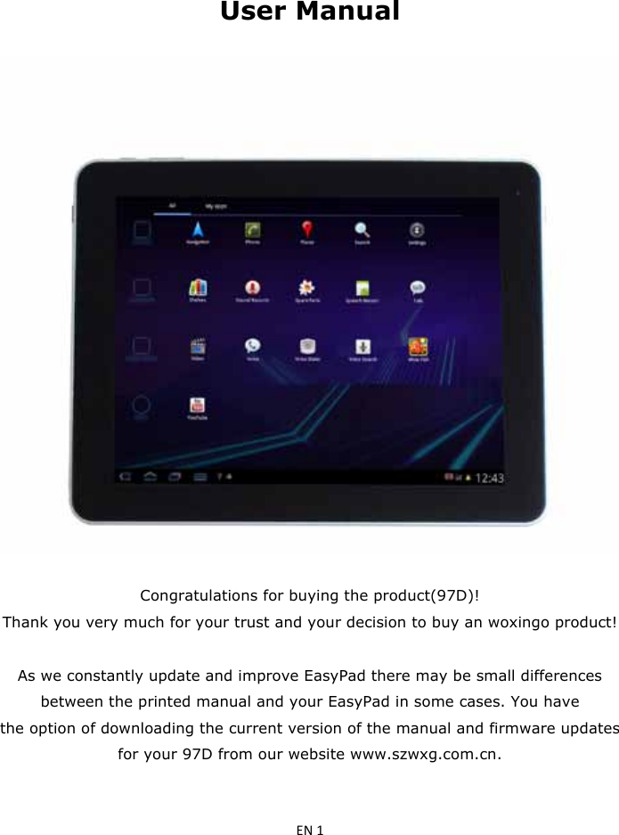 LI RUI ELECTRONIC 97D MID-WIFI PORTION User Manual Manual LR97D ENG