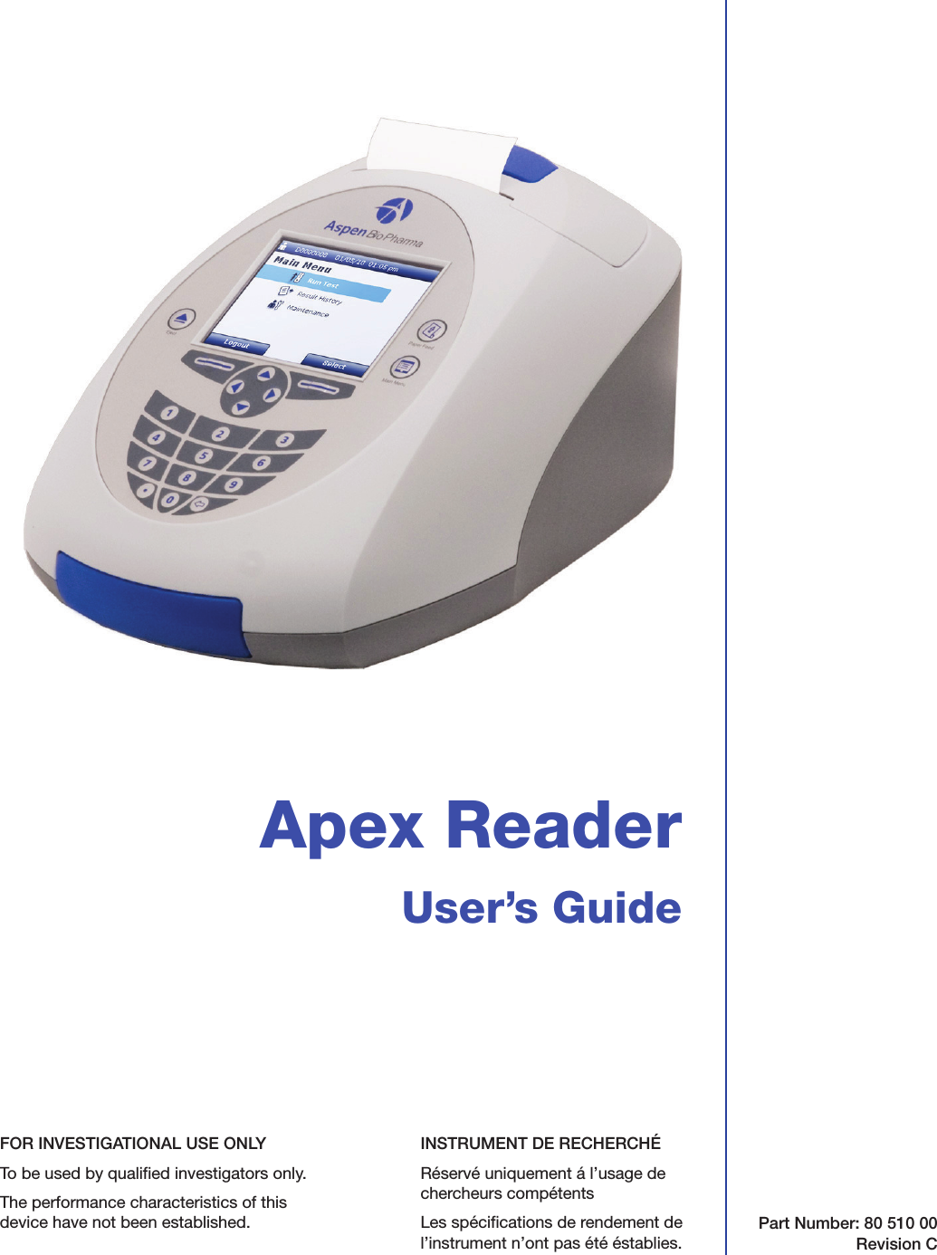 LRE Medical Esterline 8051000 Apex Reader User Manual Apex User s Guide ...