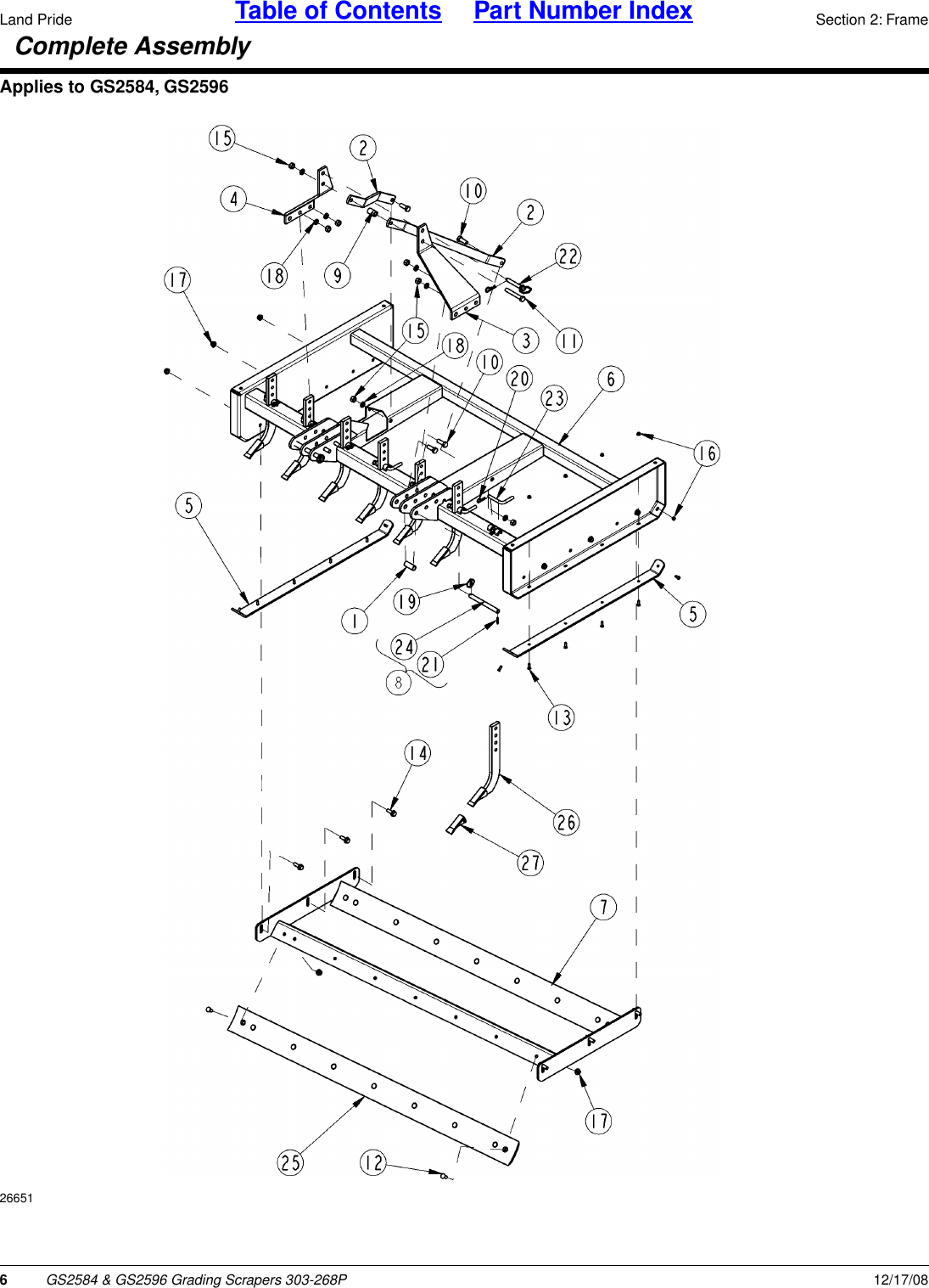 Land Pride Grading Scrapers Gs2584 Users Manual