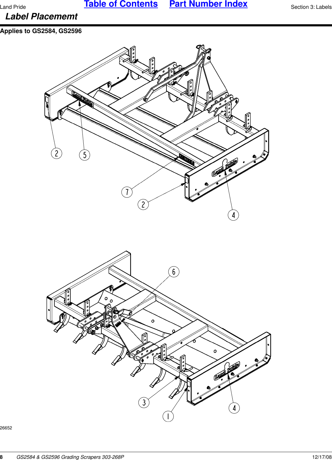 Land Pride Grading Scrapers Gs2584 Users Manual