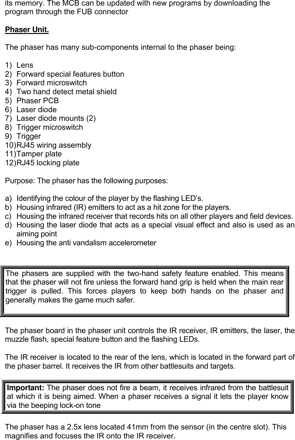Laserforce LF700 LASER TAG AMUSEMENT GAME SYSTEM User Manual