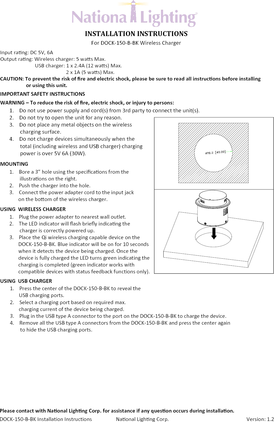 Leader Electronics DOCK-150 Wireless Charger User Manual DOCK 150V1 1
