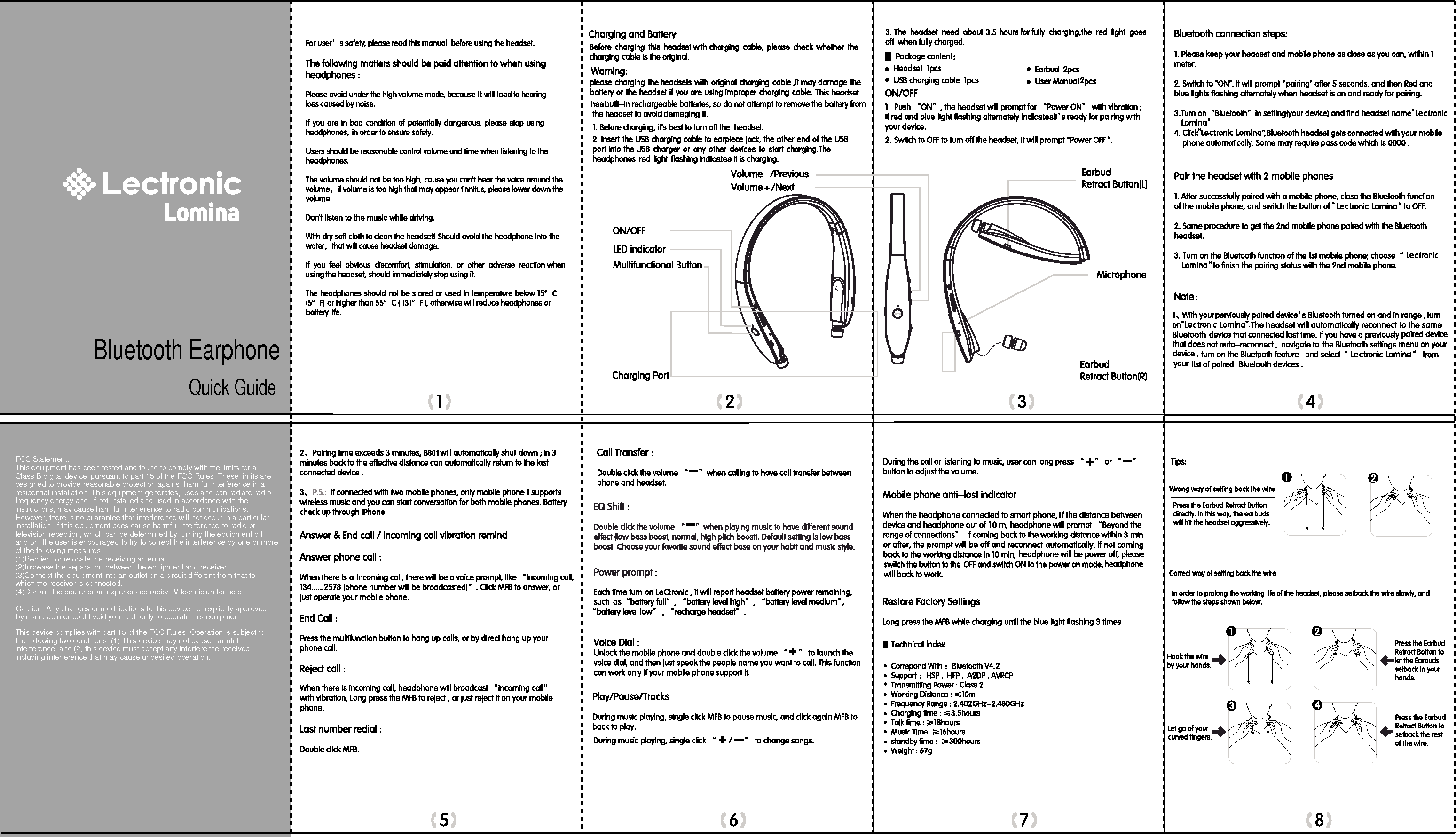 Lectronic S801 Bluetooth Earphone User Manual S801 Manual