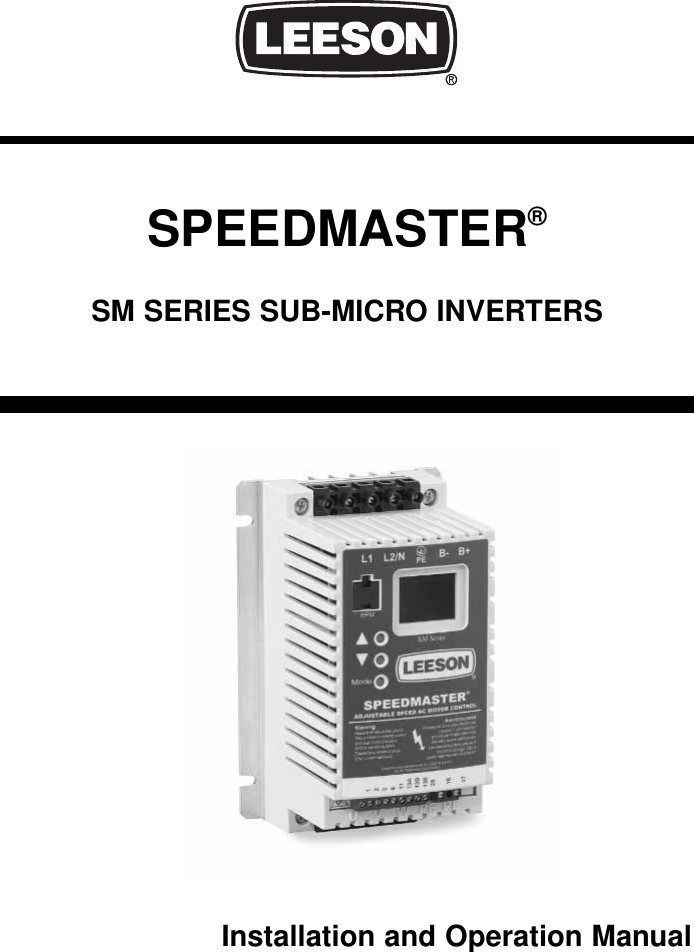 Leeson Electric Speedmaster Sm Series Sub Micro Inverters Users Manual