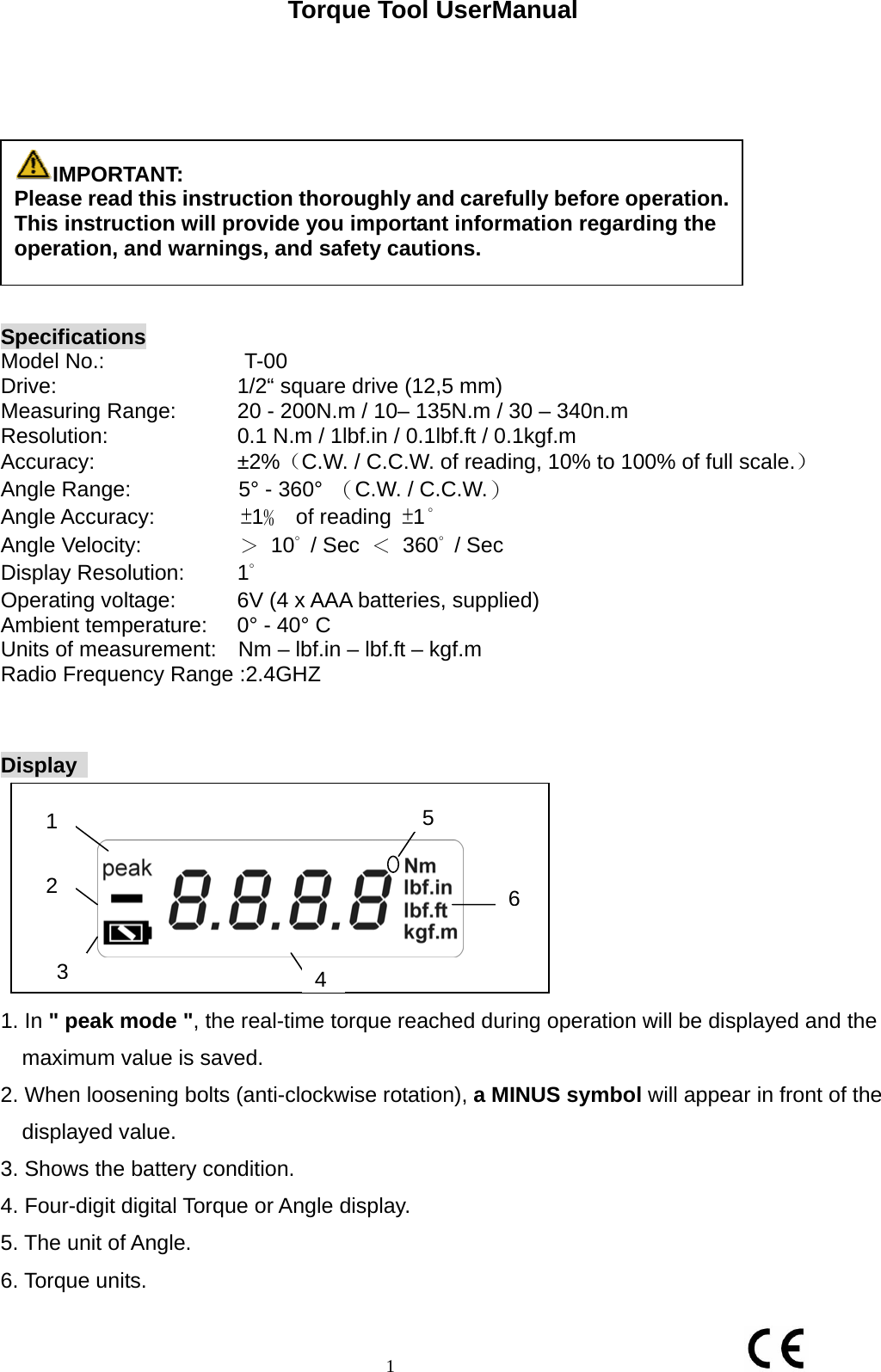 Legend Lifestyle T-00 TORQUE TOOL User Manual