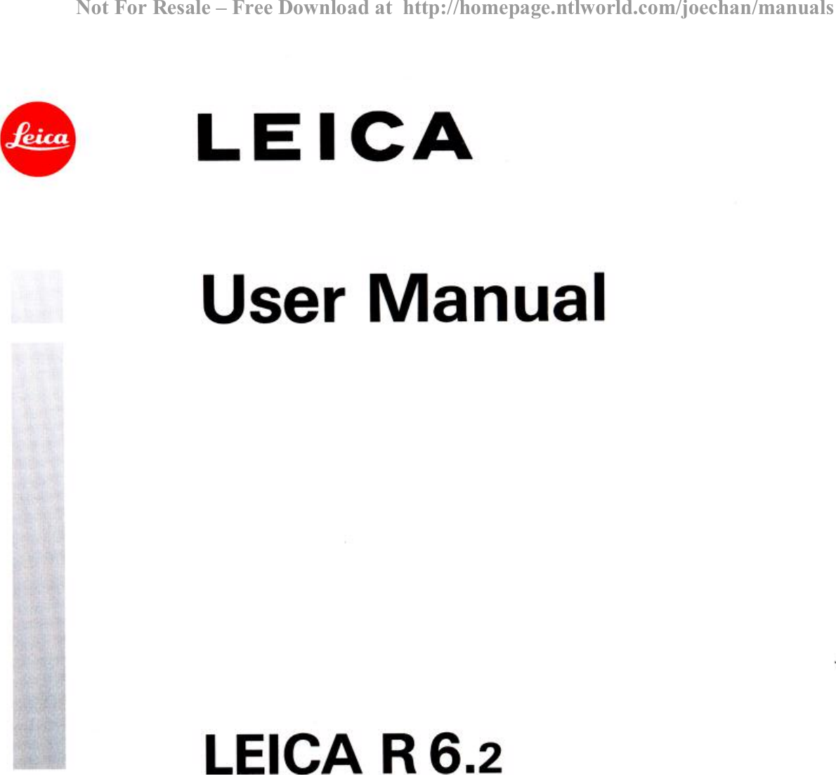 Leica R6 2 Users Manual R6.2