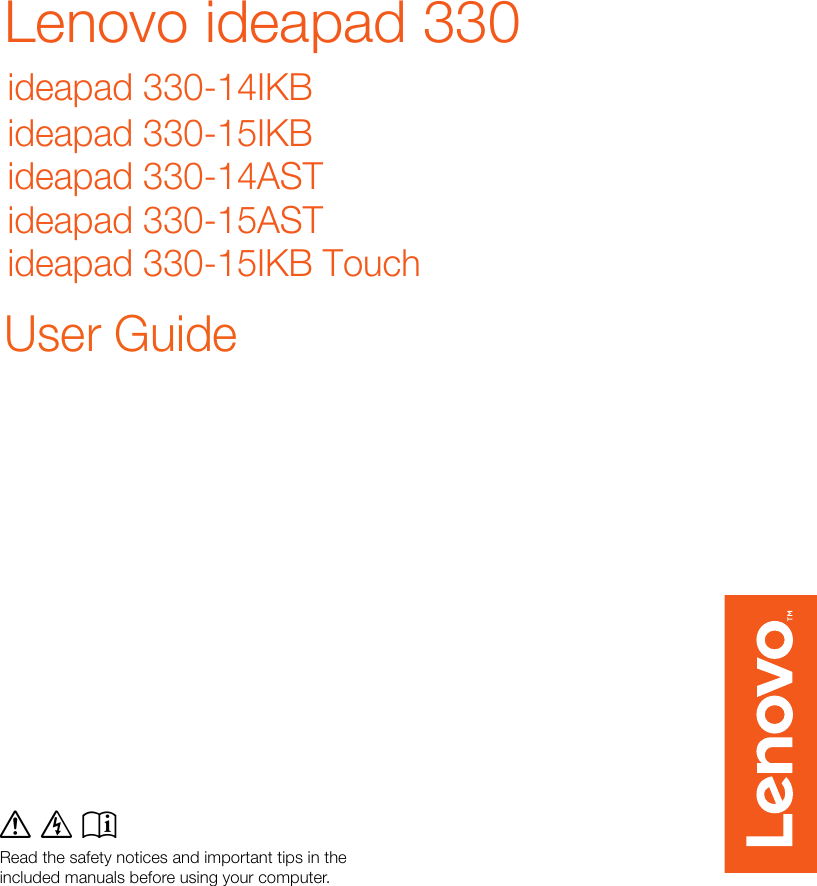 Lenovo User Guide Notebook 330 15IKB (Type 81DE) Laptop (ideapad) Type ...