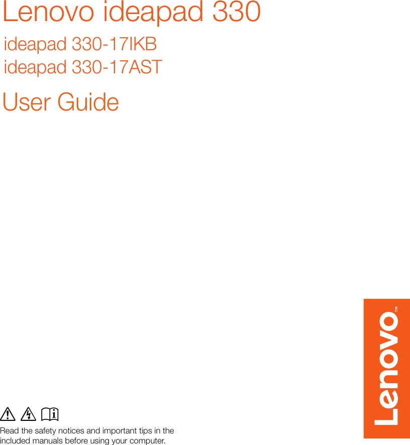 Lenovo User Guide 330 17IKB (Type 81DM) Laptop (ideapad) Type 81DM 81dk ...