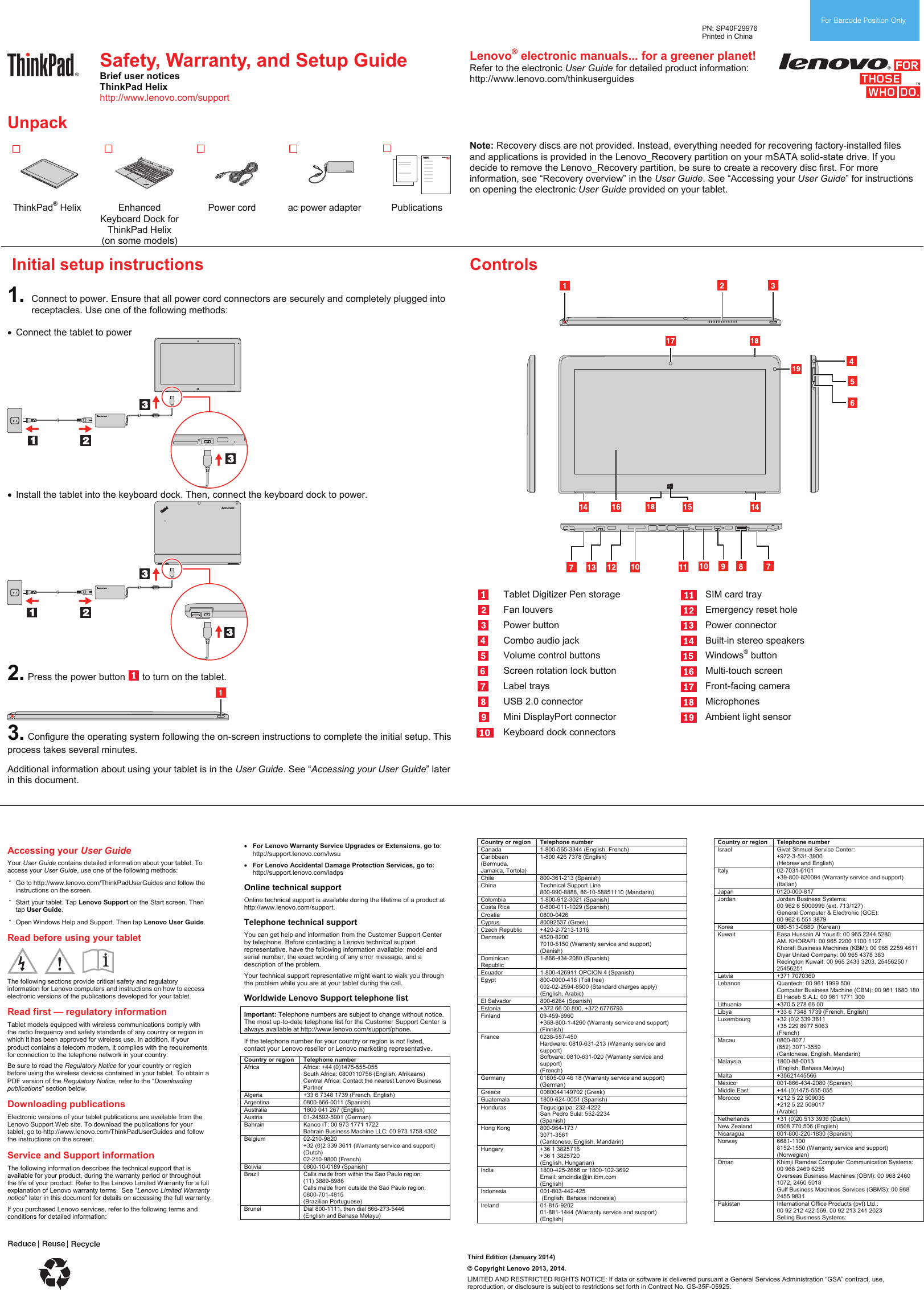 Lenovo Helix Swsg En Sp40F29976 ThinkPad User Manual (English) Safety ...