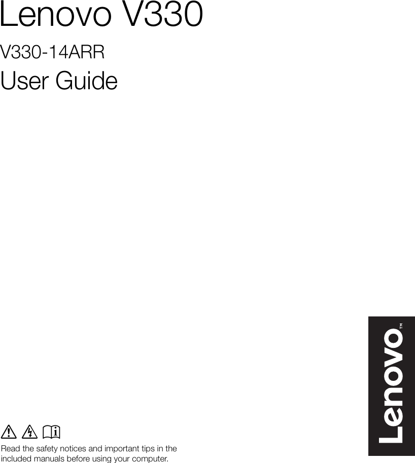 Lenovo User Guide V330 14ARR Laptop (Lenovo) Type 81B1 Ug En 201804