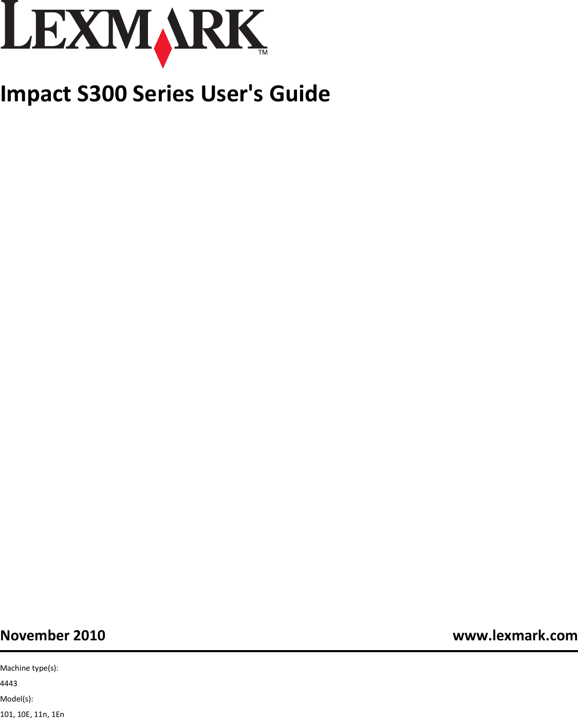 Lexmark Impact S301 Owner S Manual S300 Series User's Guide
