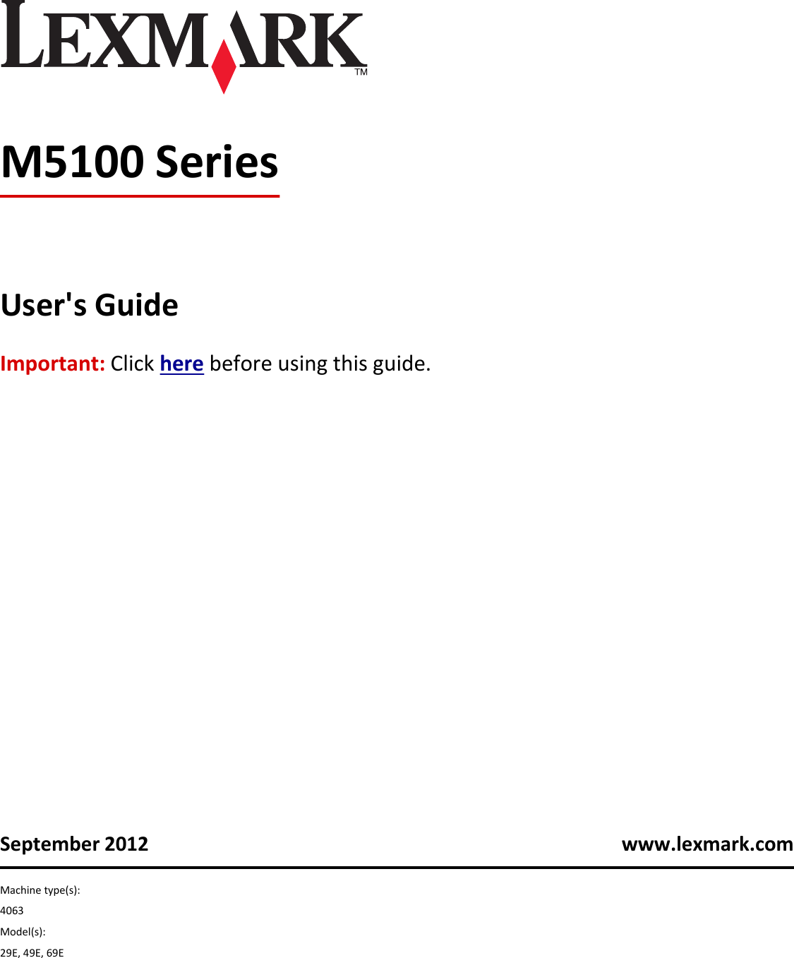Lexmark M5155 Owner S Manual User's Guide
