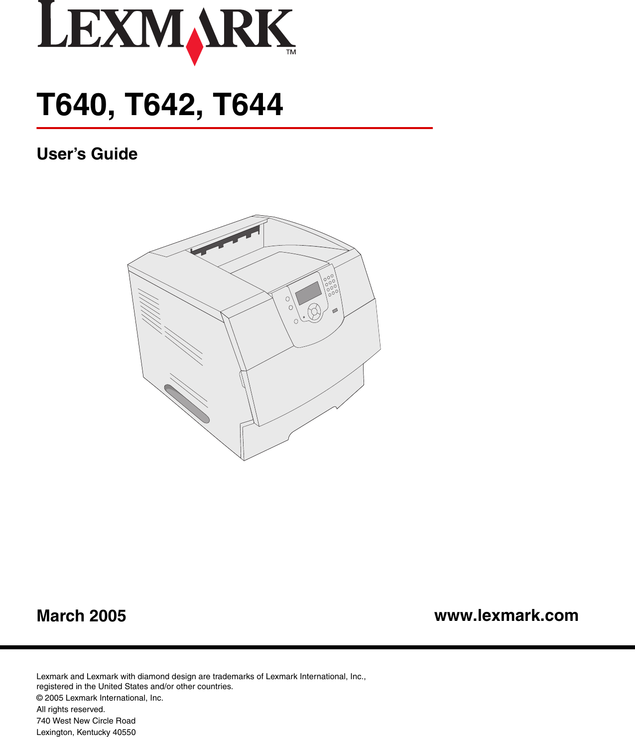 Lexmark T 640 Users Manual User’s Guide