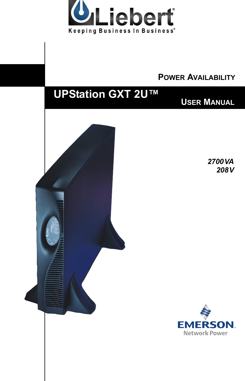 Liebert 208V Users Manual