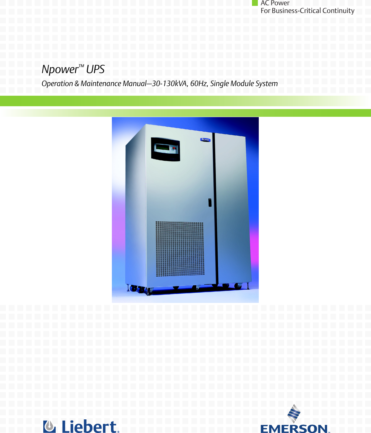 Liebert 30 130Kva Users Manual