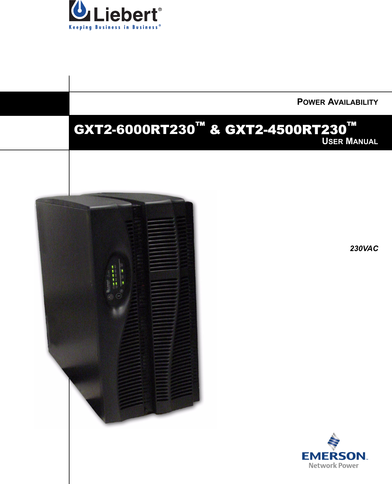 Liebert Gxt2 4500Rt230 Users Manual