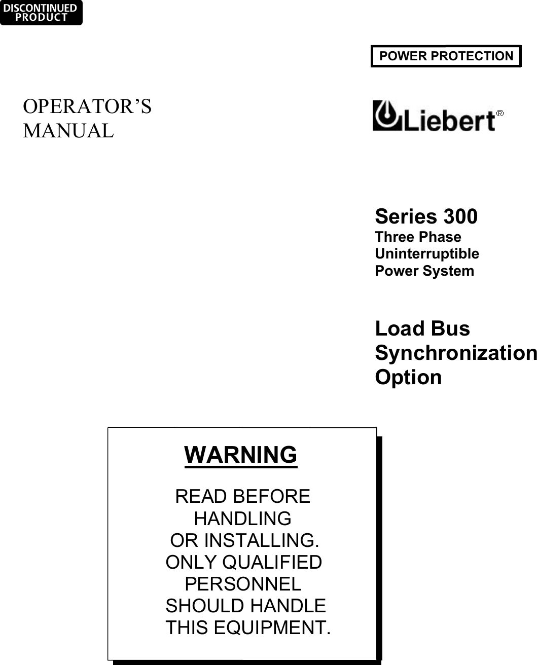 Liebert Power Supply 300 Users Manual