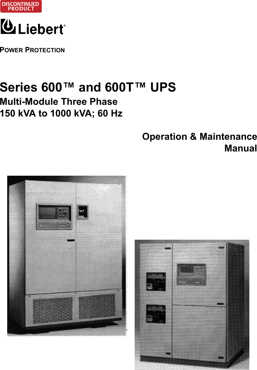 Liebert Power Supply 600 Users Manual