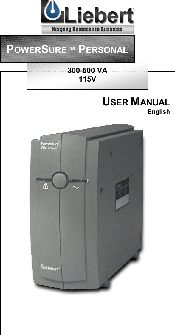 Liebert Powersure Personal Users Manual ProActive User