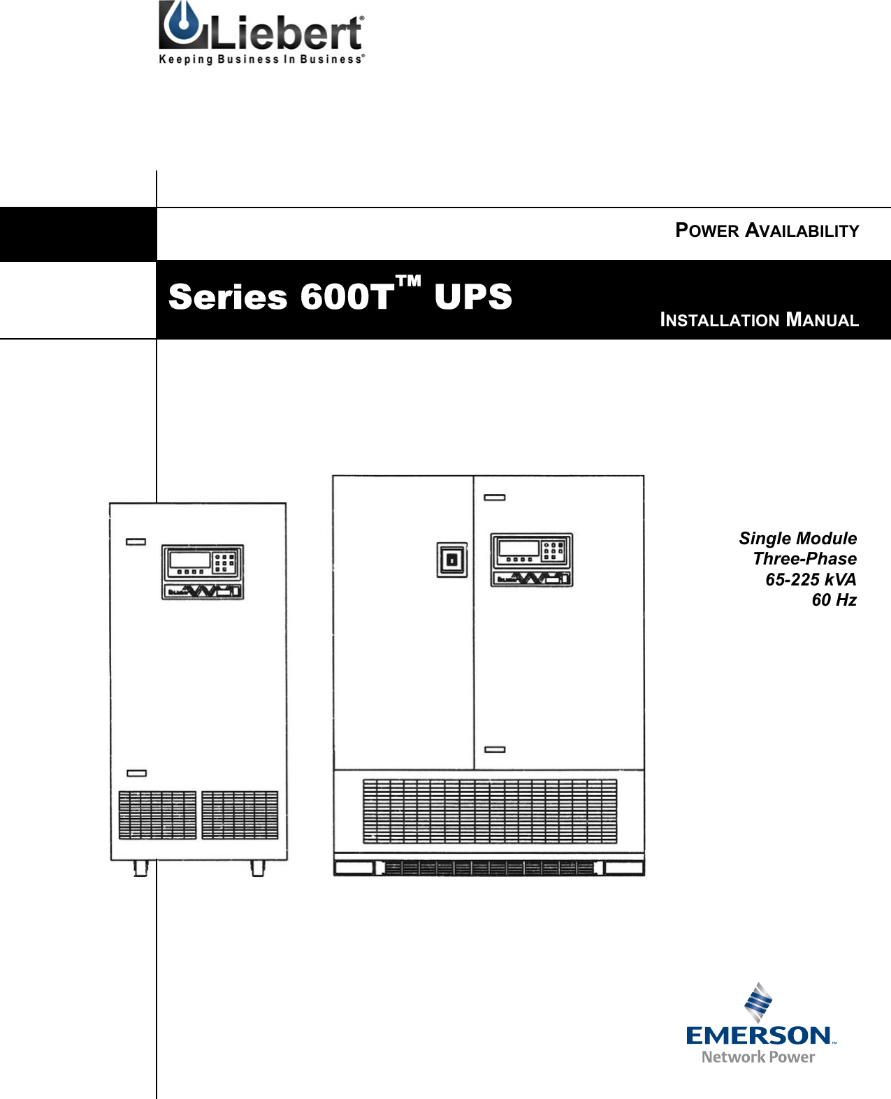 Liebert Series 600T Users Manual Insms225